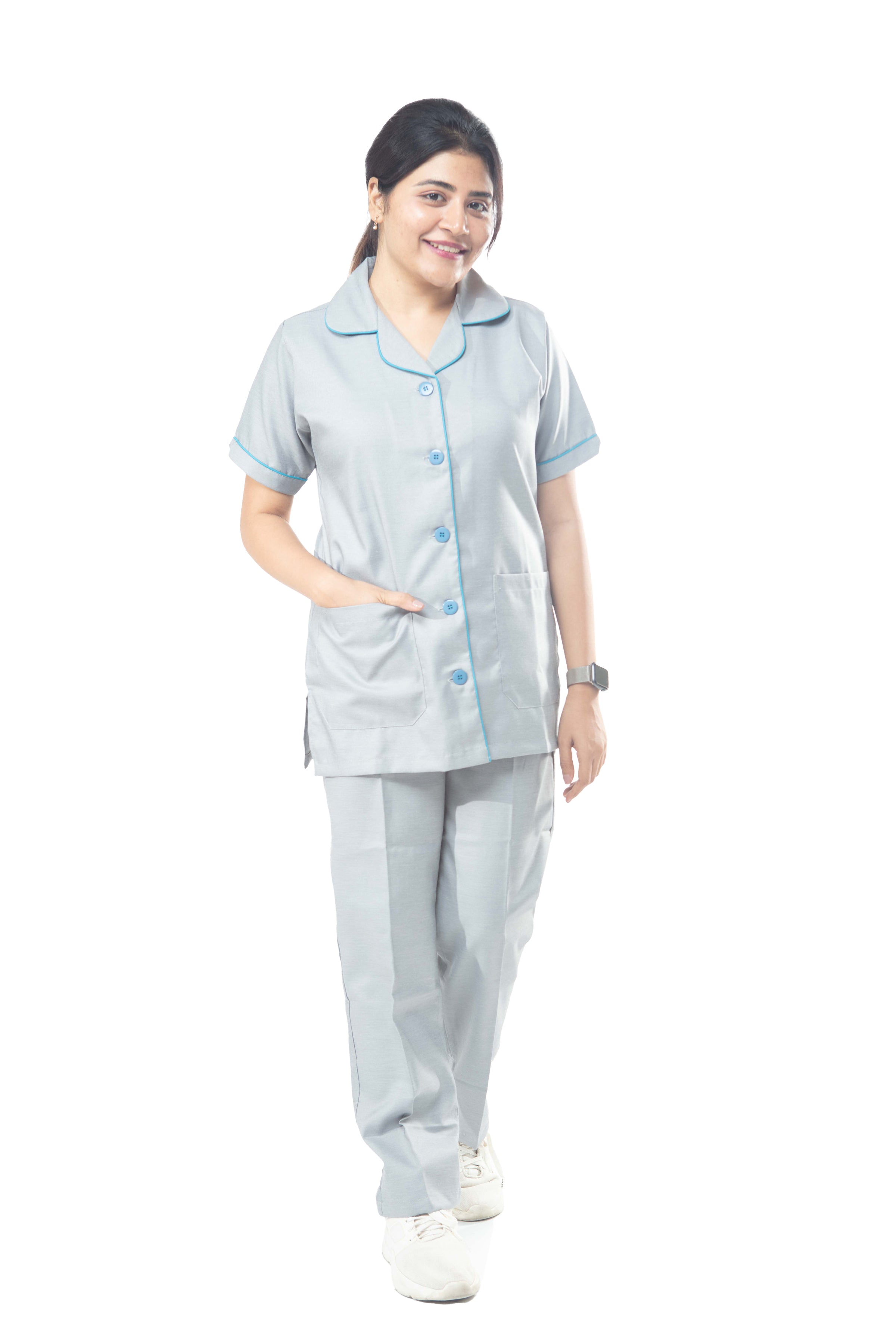 Female Nurse Uniform NT13 - Grey Aqua – Uniform Craft
