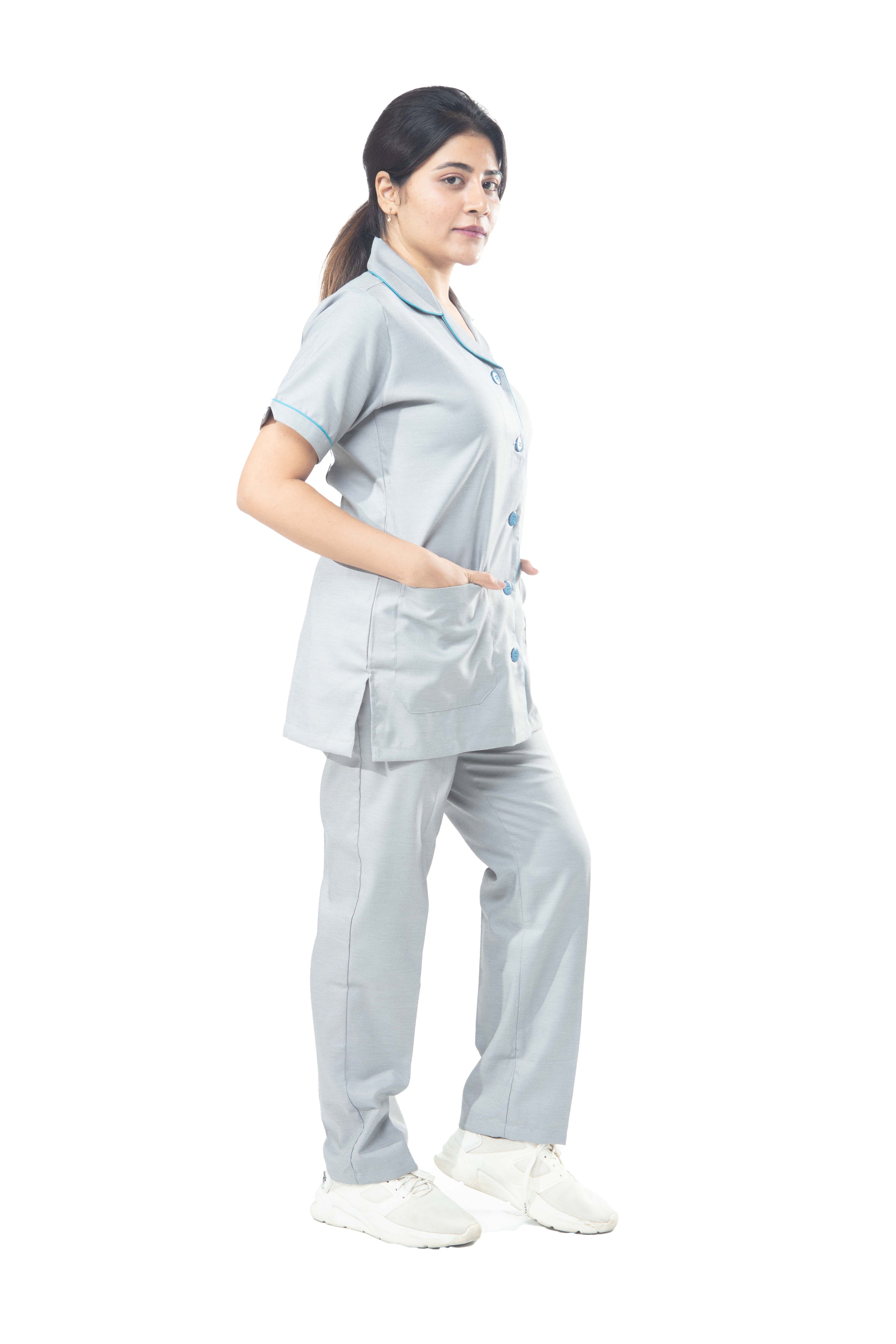 Female Nurse Uniform NT13 - Grey Aqua – Uniform Craft
