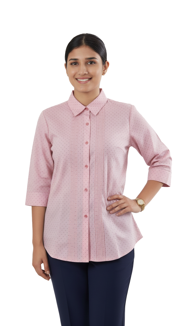 Female Front Office Shirt - Maroon Dobby / Pintuck Design – Uniform Craft